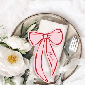 Bow Place Card Template, Wedding Name Card, Ribbon Table Card, Fancy ...