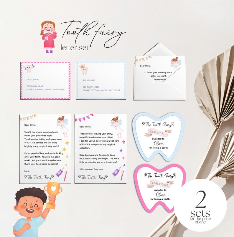 Mini Tooth Fairy Set With Letter, Certificate, Envelope, Mini Tooth ...