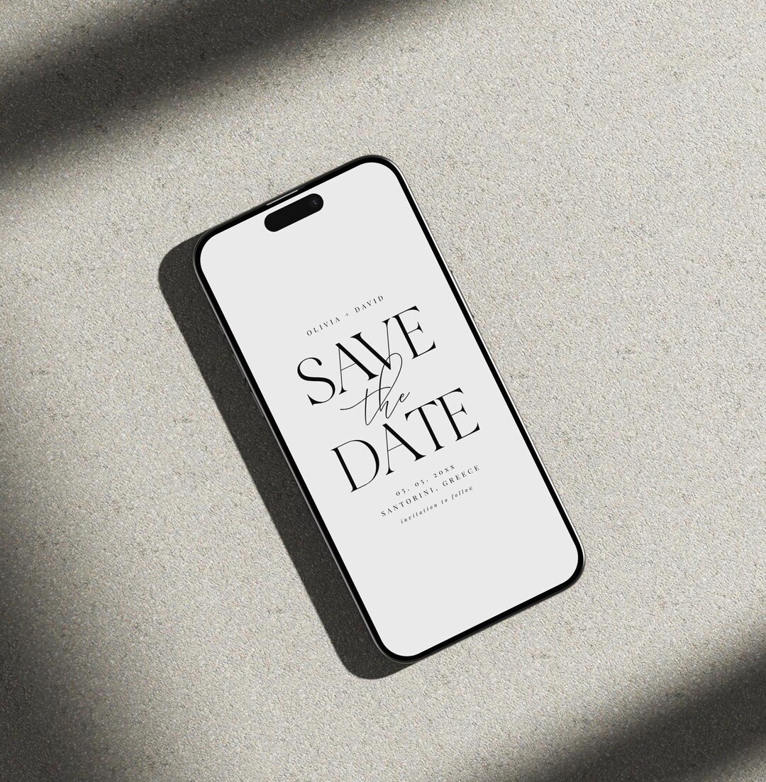 Digital Minimalist Save the Date Template, Mobile Editable Elegant Save ...