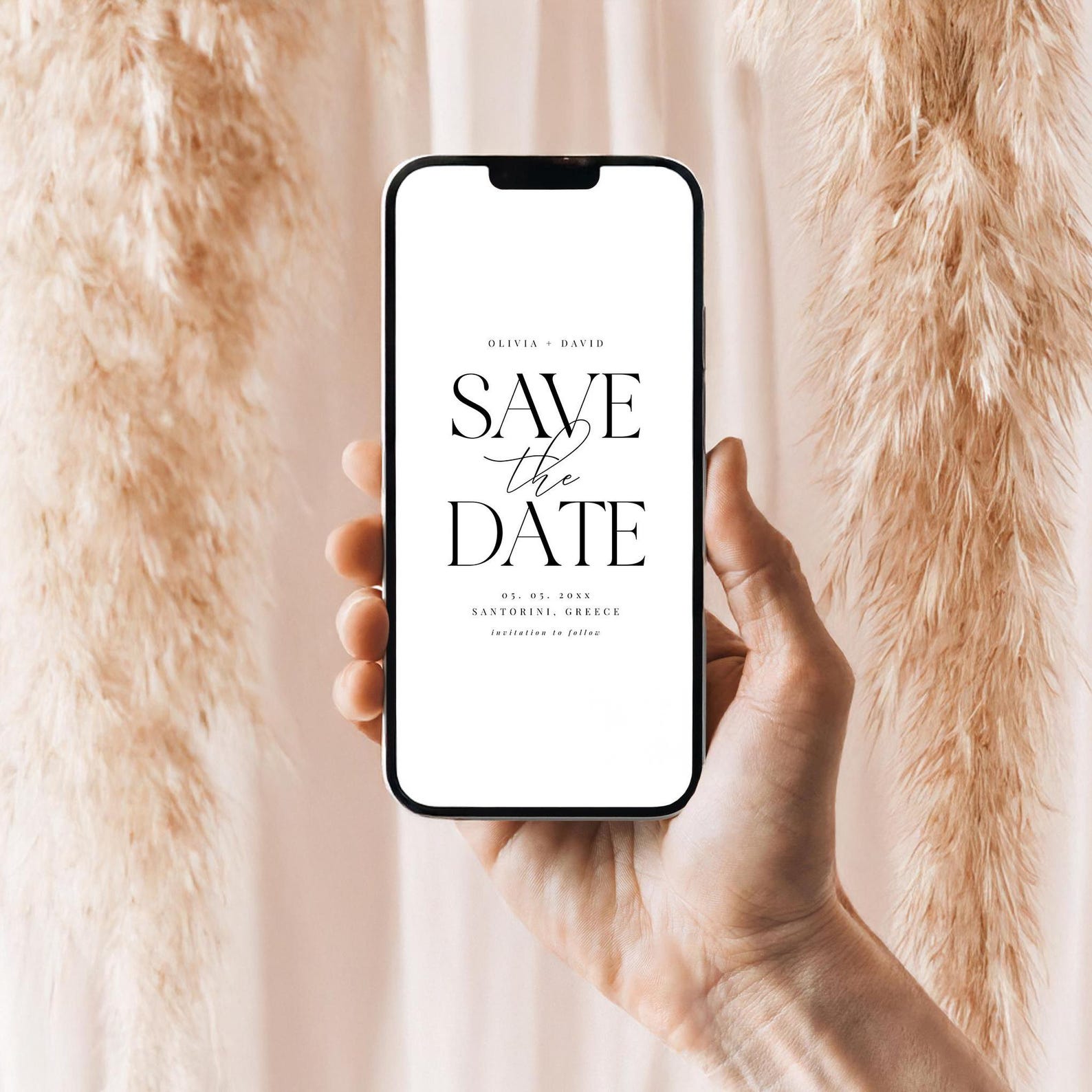 Digital Minimalist Save the Date Template, Mobile Editable Elegant Save ...