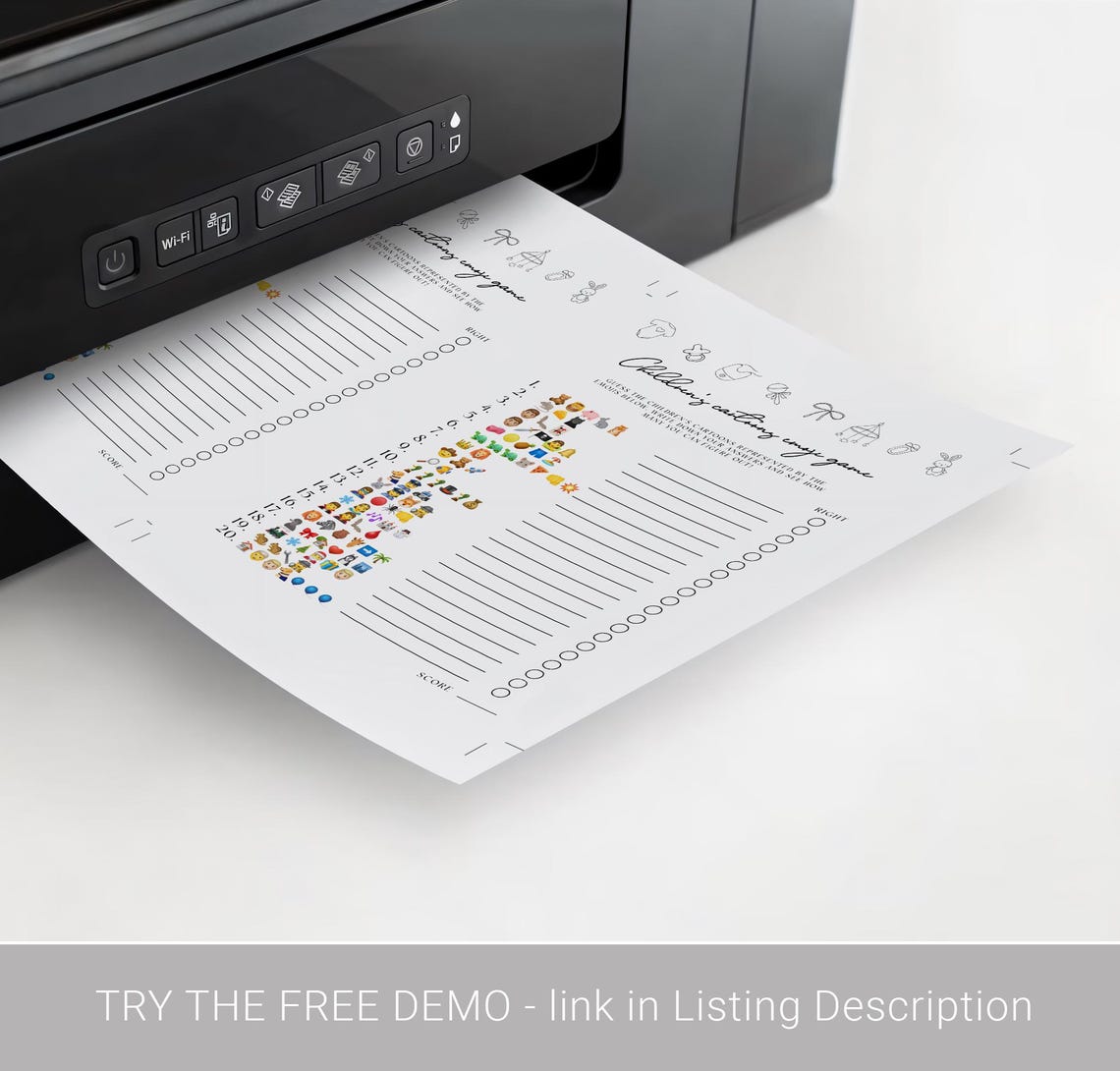 Children's Cartoons Emoji Pictionary Game | Baby Shower Emoji Game ...