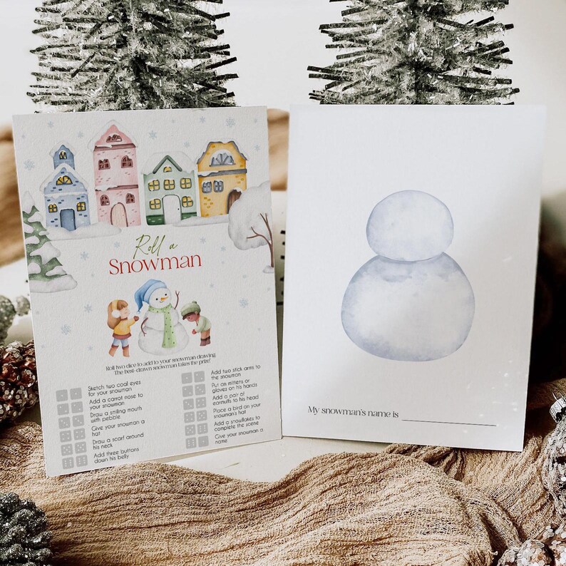 Christmas Roll A Snowman Game, Printable Dice Activity (PDF) - Etsy