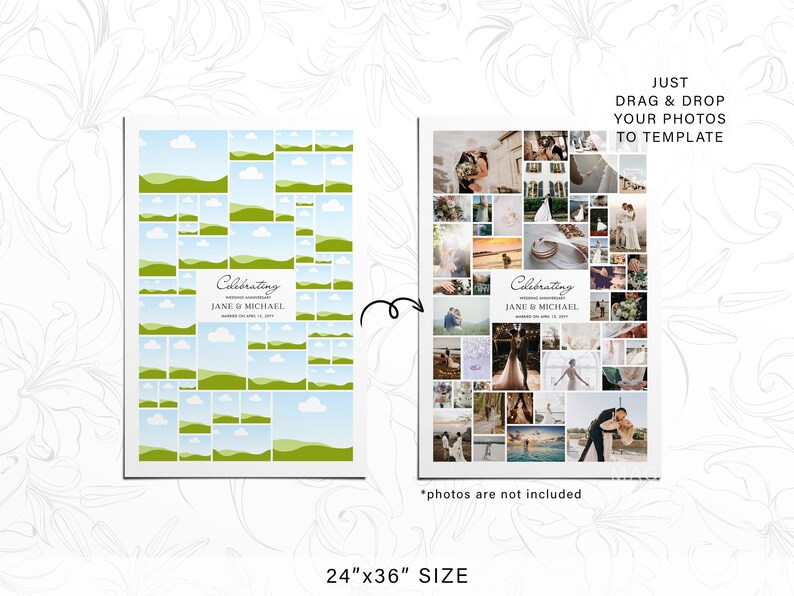 24x36 Photo Collage, Canva Poster Collage Template 47 Photos, Poster ...