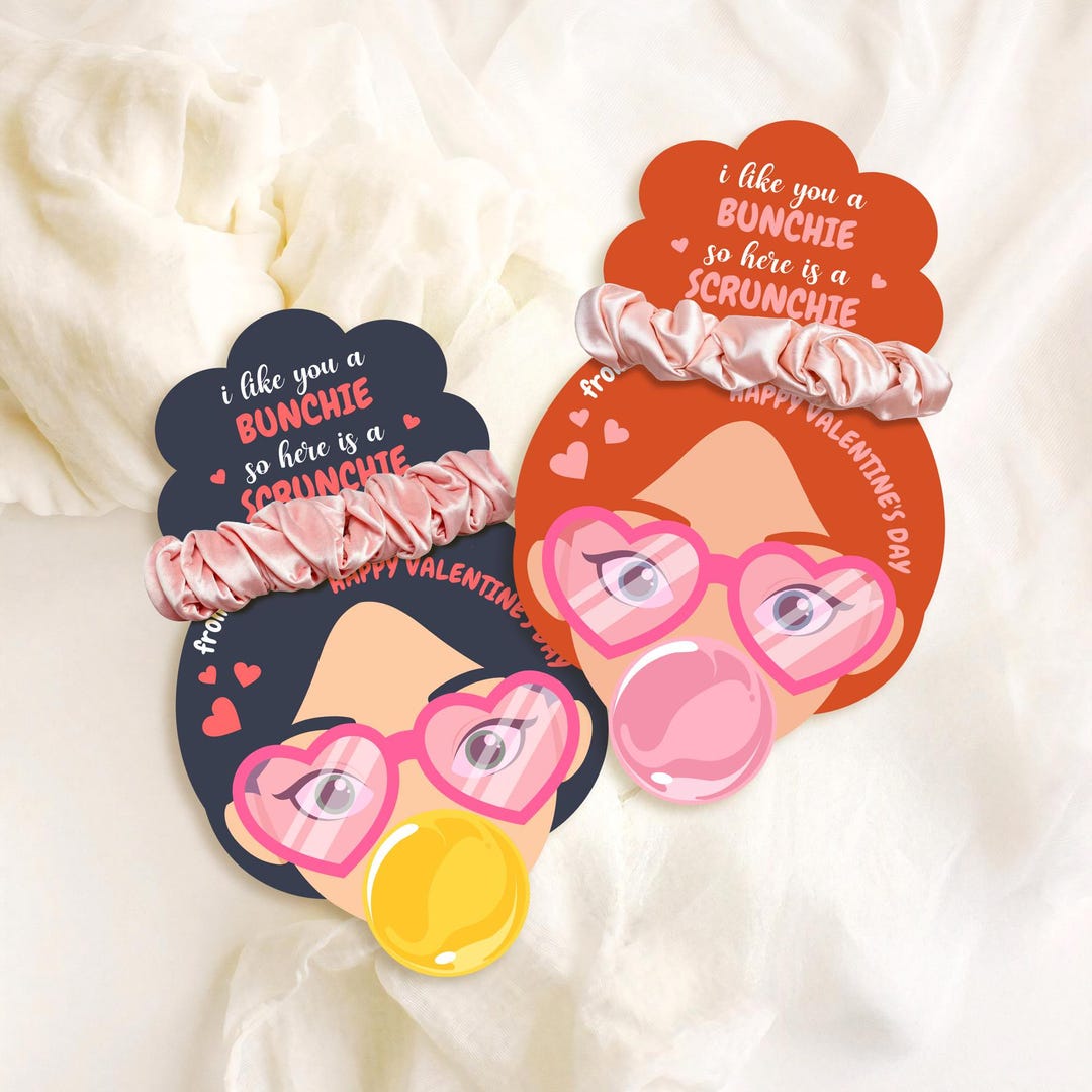 Editable Valentines Scrunchie Tag, Scrunchie Label, Classroom Valentine ...