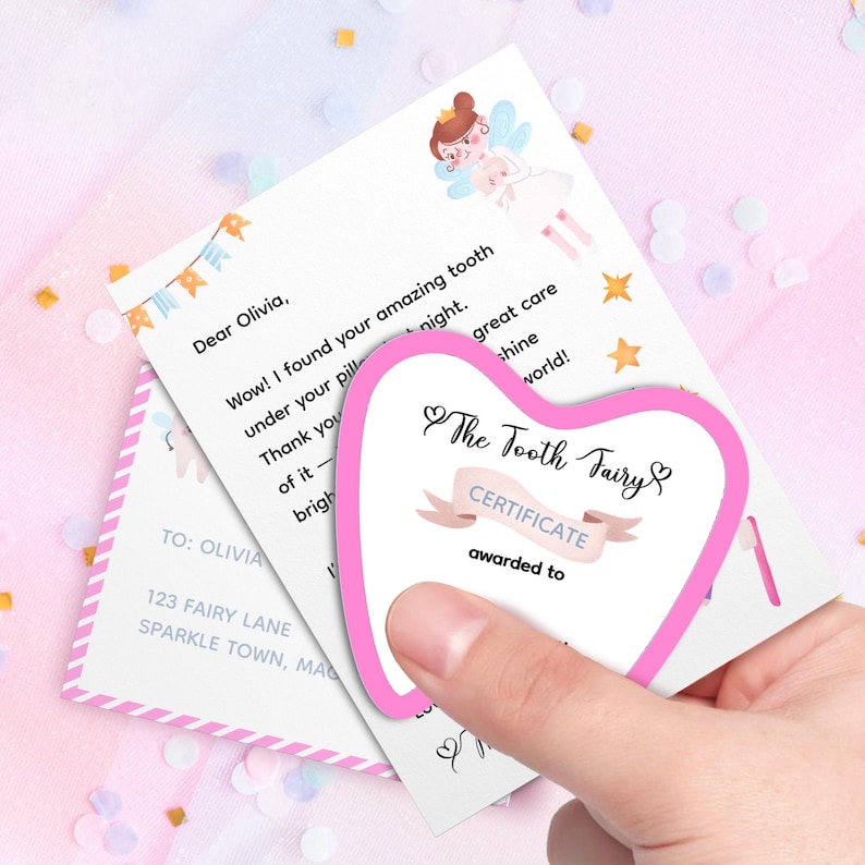 Mini Tooth Fairy Set With Letter, Certificate, Envelope, Mini Tooth ...