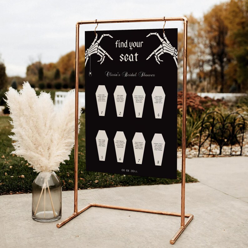 Coffin Seating Chart Template, Halloween Bridal Shower, Gothic Wedding ...