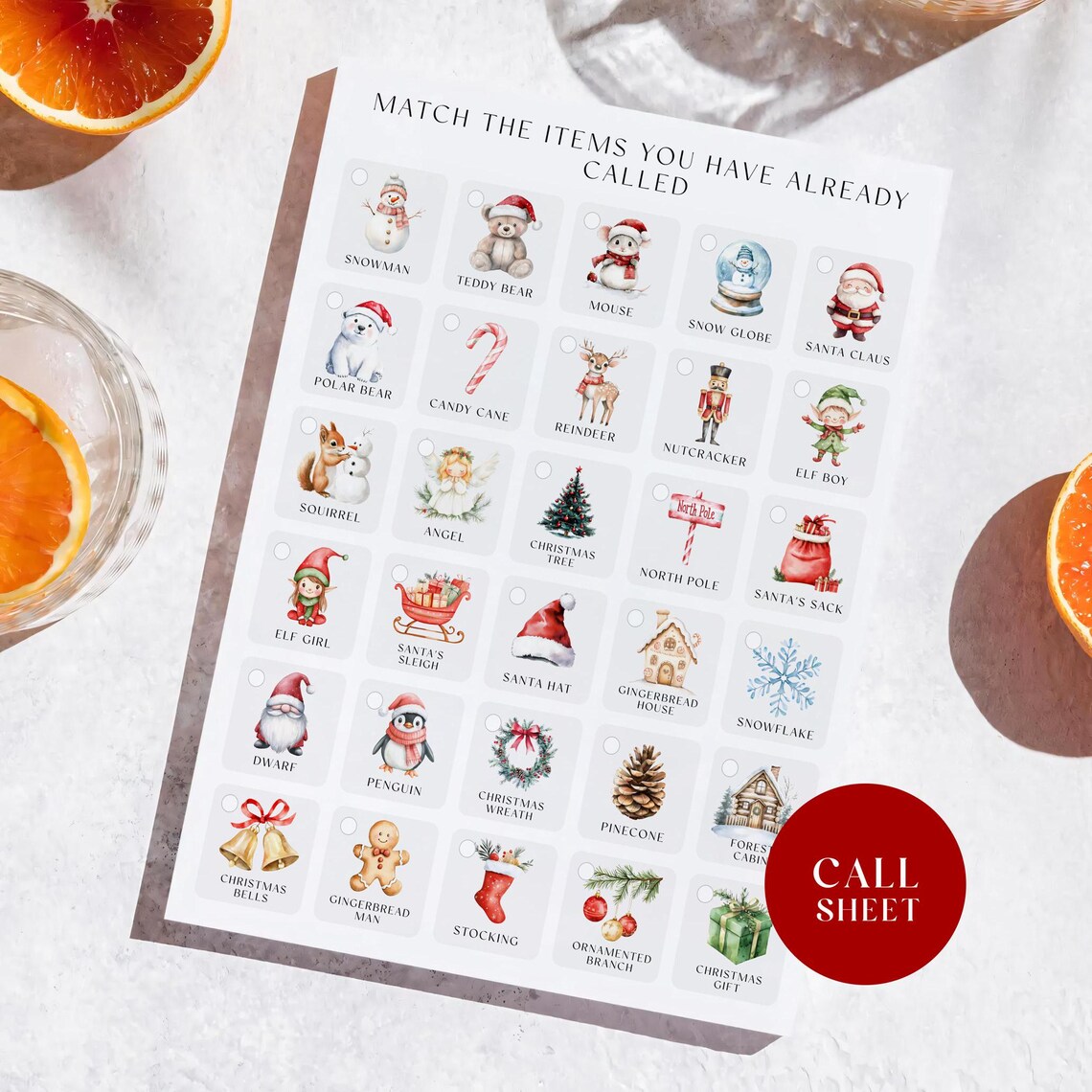 Christmas Bingo Game, Xmas Games, Kids Christmas Party Game, Christmas ...