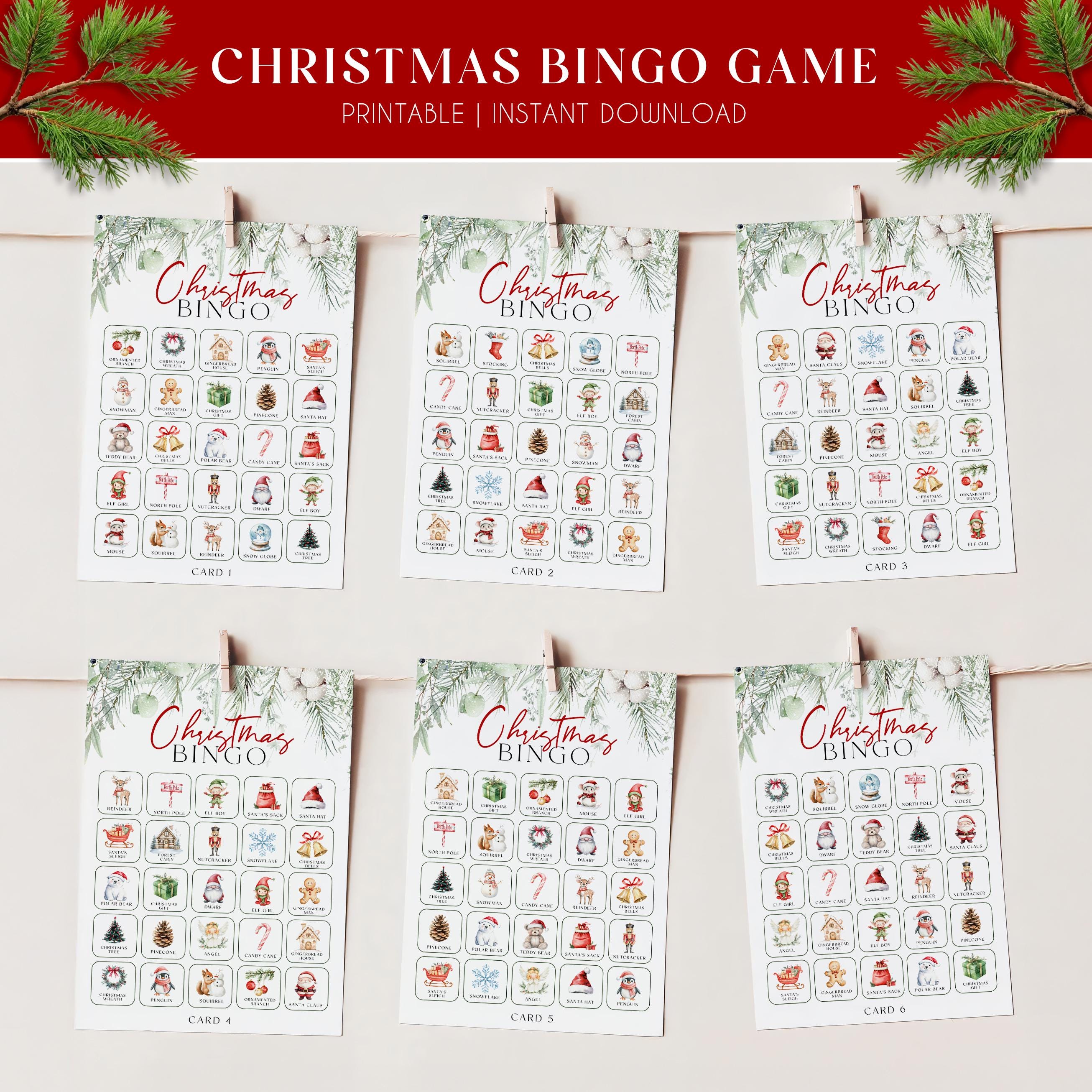 Christmas Bingo Game, Xmas Games, Kids Christmas Party Game, Christmas ...