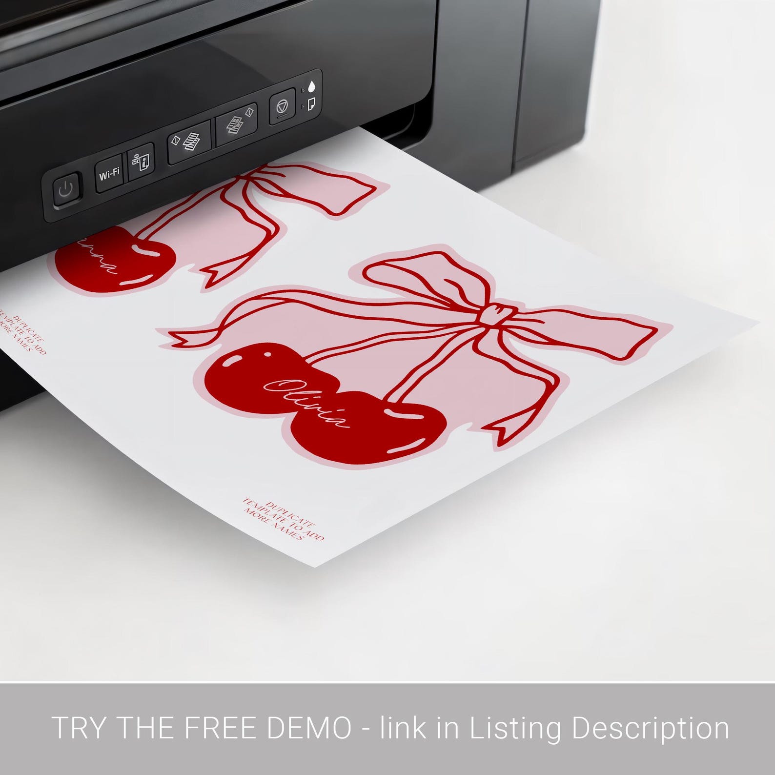 Cherry Place Card Template, Whimsical Place Card, Cherry Table Card ...