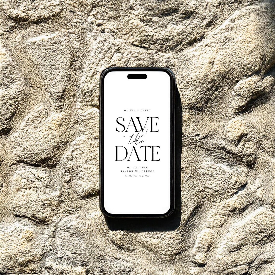 Digital Minimalist Save the Date Template, Mobile Editable Elegant Save ...