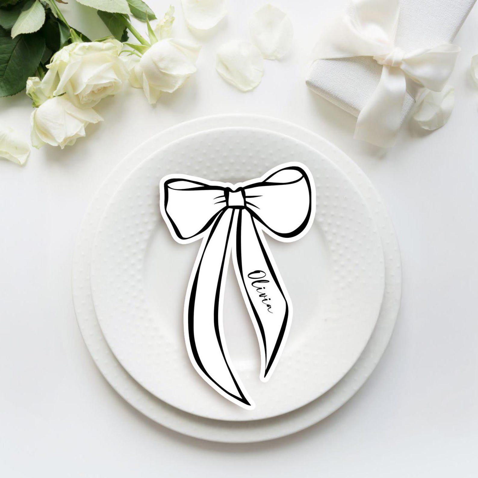 Bow Place Card Template, Wedding Name Card, Ribbon Editable Table Card ...