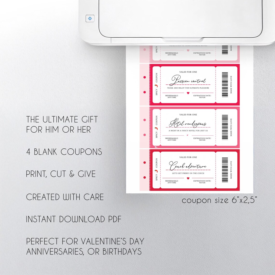Fun and Flirty Love Coupons, Steamy Love Coupons, Spicy Printable ...