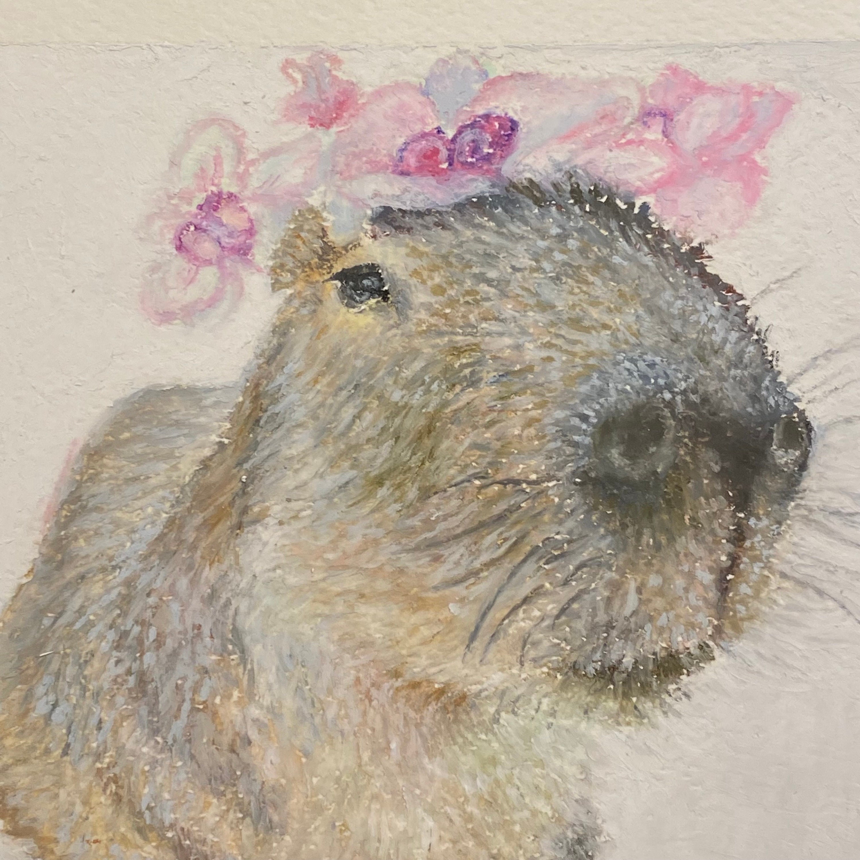 Capybara 5x5inches Oil Pastel Painting Original Wall Art Artwork ...
