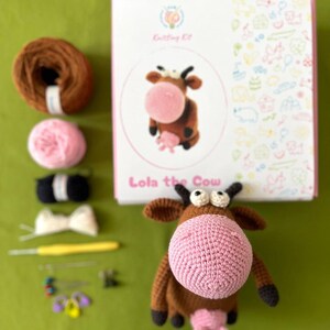 BEGINNER CROCHET Cow Set, Crochet Kit, DIY Set for Stuffed Baby Toy ...