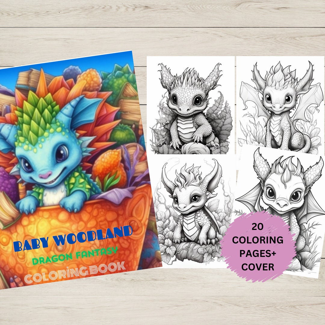 20 Baby Woodland Dragon Fantasy Coloring Book Kidadults Fantasy ...