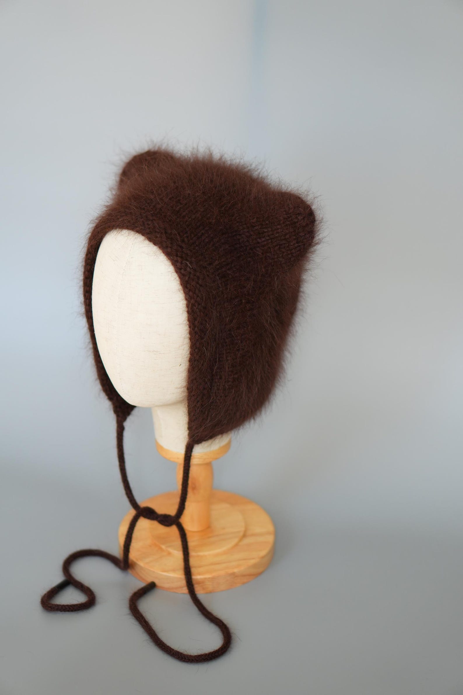 Bear Hood | Fluffy Knit Bonnet With Ears | Handmade Angora Bunny Hat ...