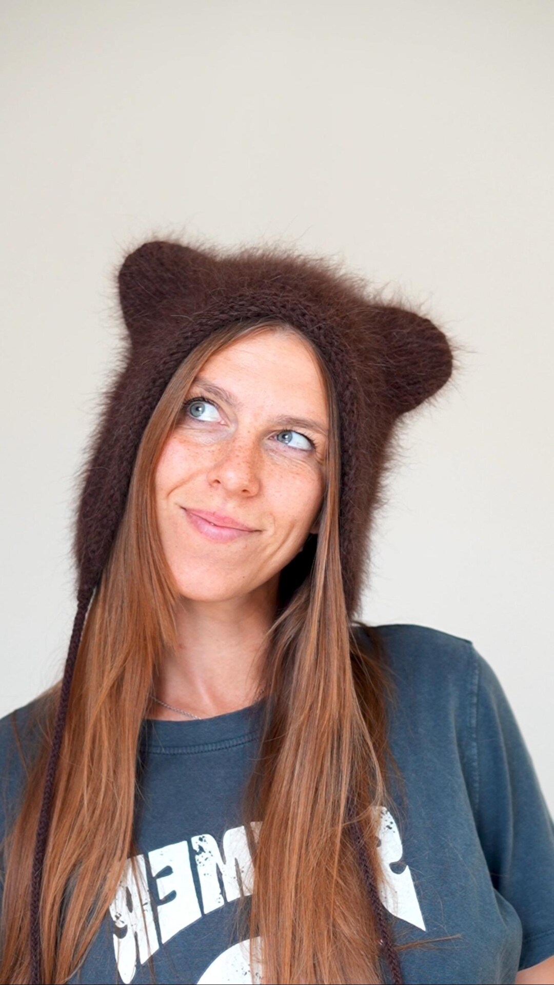 Bear Hood | Fluffy Knit Bonnet With Ears | Handmade Angora Bunny Hat ...