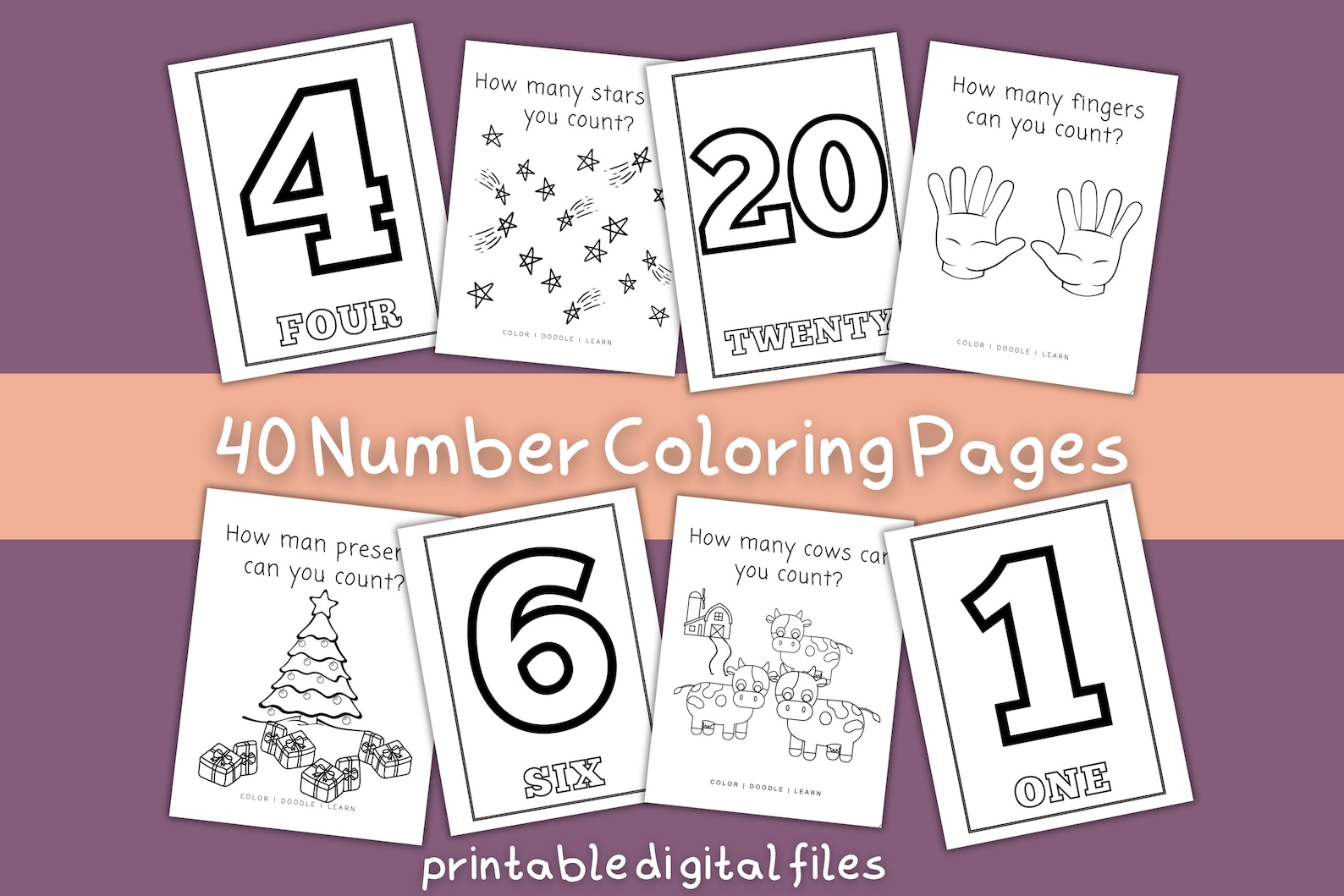 40 Printable Easy Number Coloring Pages for Toddlers, Preschoolers, and ...