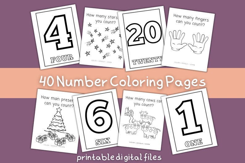 40 Printable Easy Number Coloring Pages for Toddlers, Preschoolers, and ...