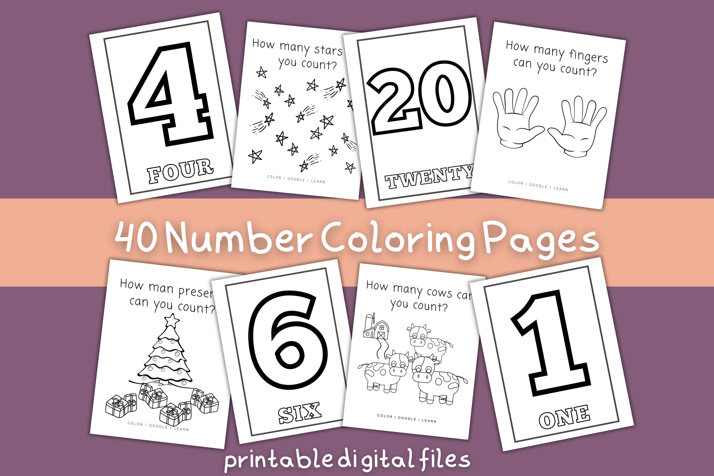 40 Printable Easy Number Coloring Pages for Toddlers, Preschoolers, and ...