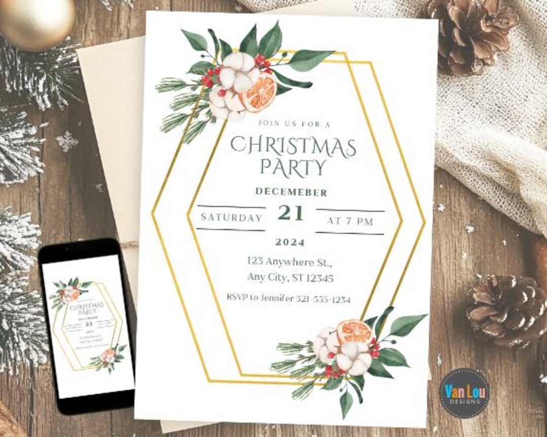Editable Holiday Party Invite Christmas Cocktail Party Holiday Dinner ...