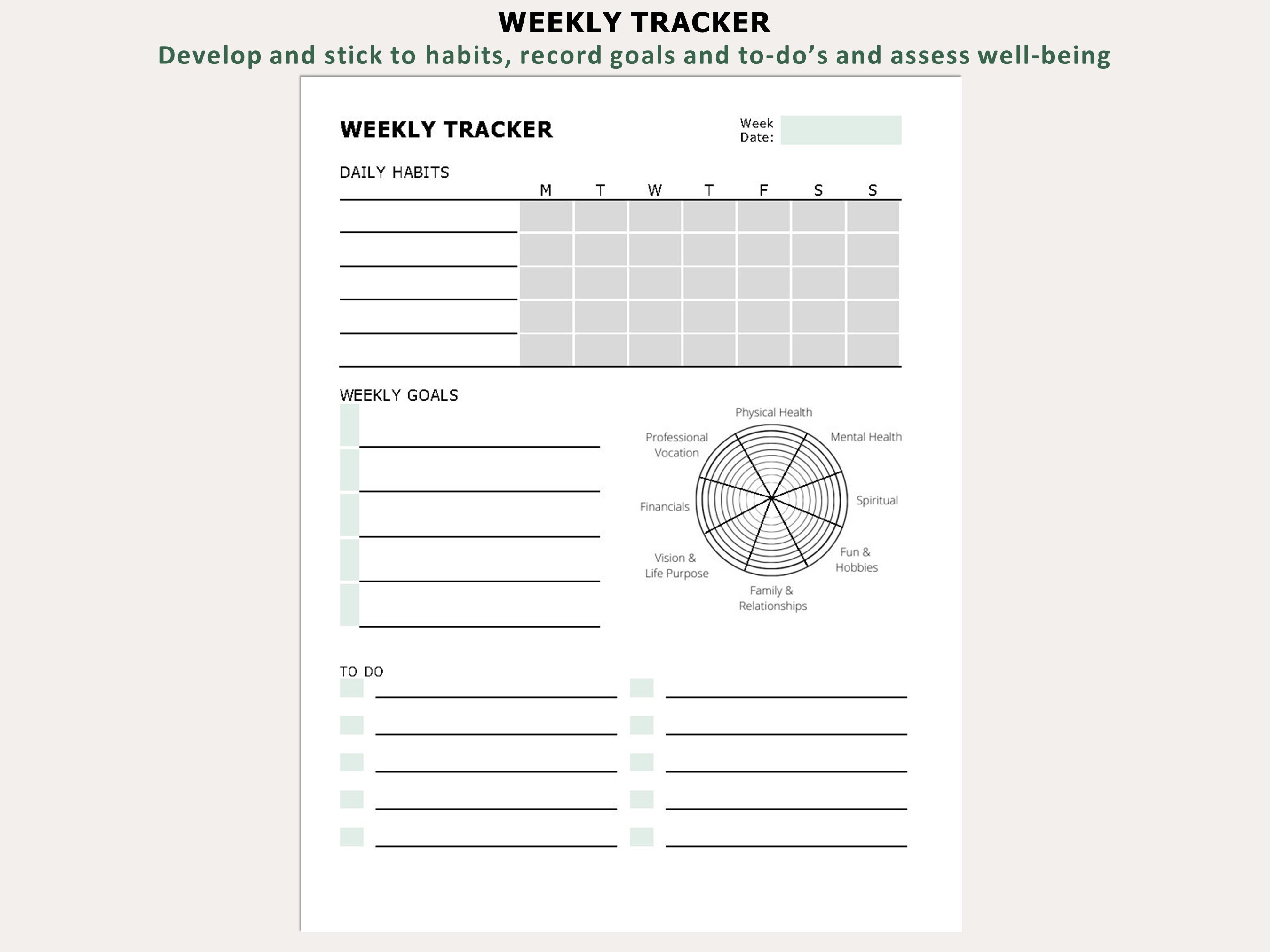 Weekly Tracker Template - Etsy