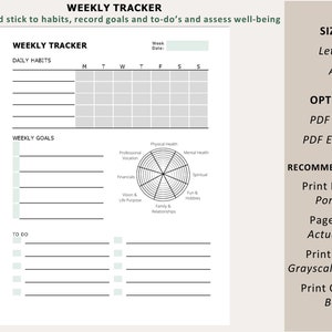 Weekly Tracker Template - Etsy