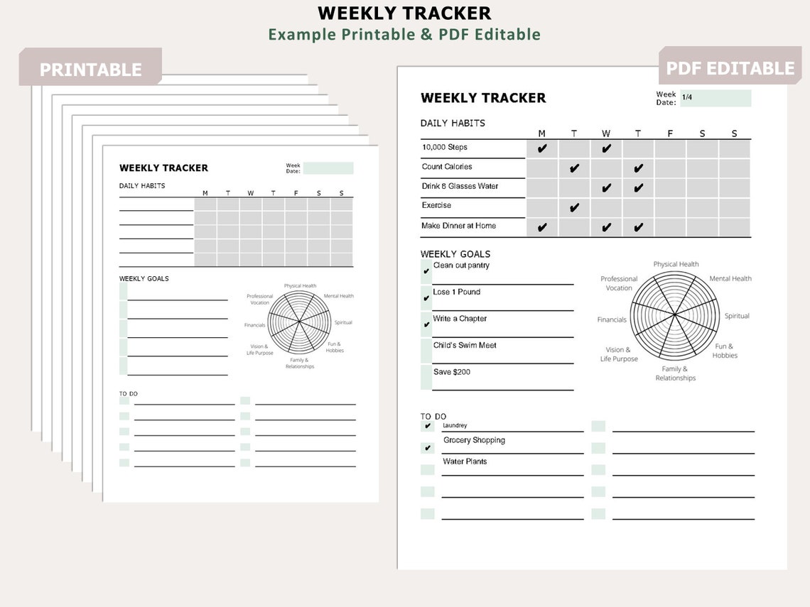 Weekly Tracker Template - Etsy