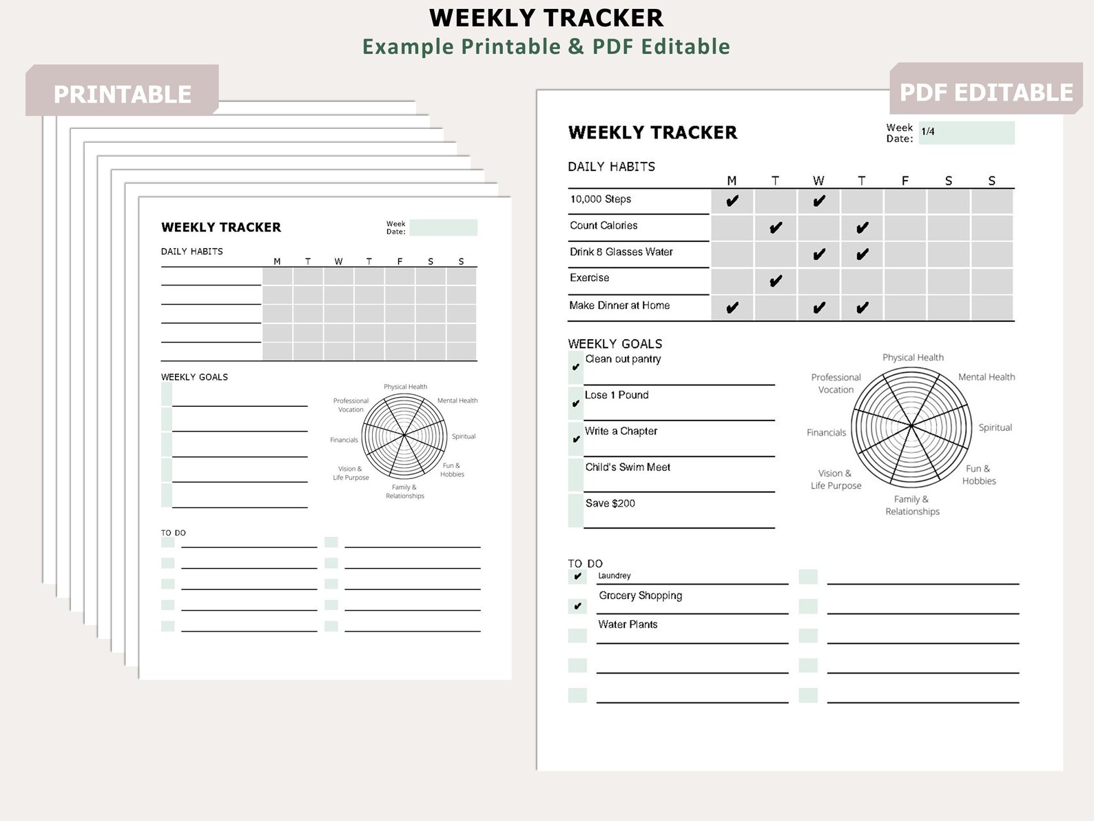 Weekly Tracker Template - Etsy