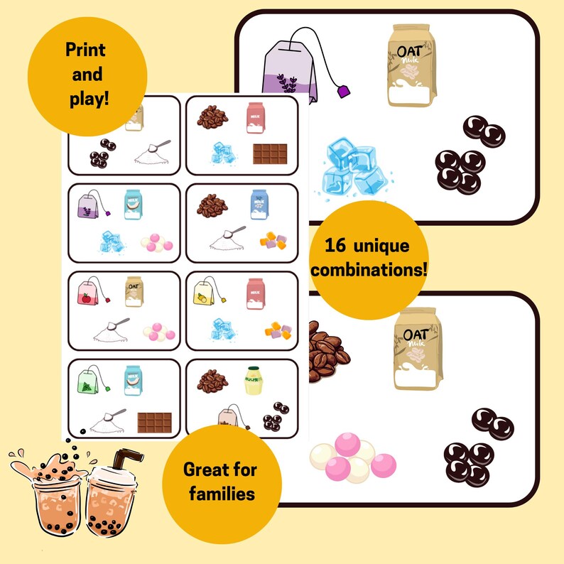 PRINTABLE Bubble Tea Board Game for Kids and Families/ Hobbies Card ...