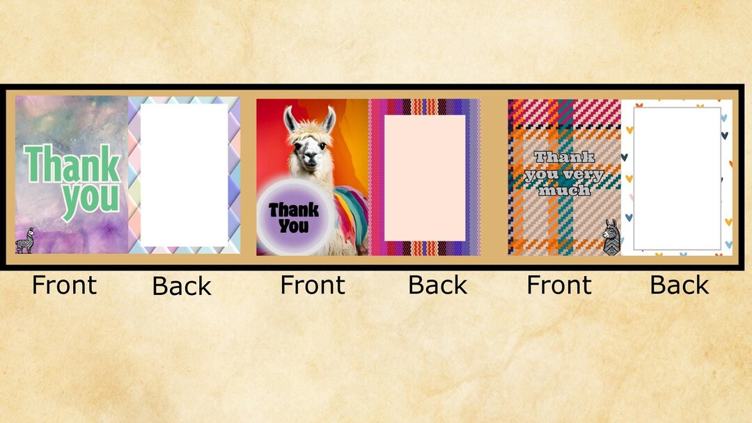 Printable/fillable Alpaca Themed Thank You Card Bundle - Etsy