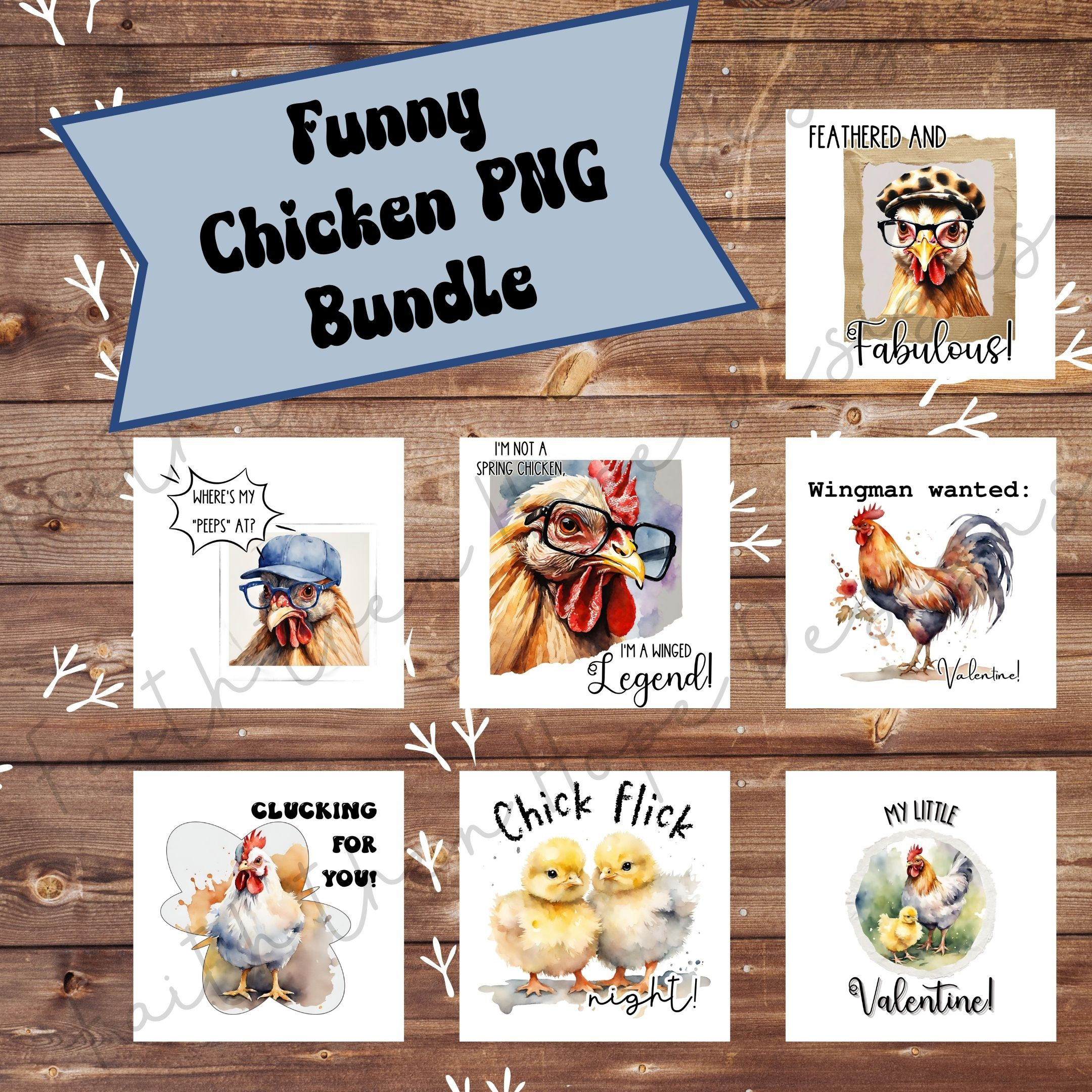 Adorable Chicken PNG Bundle Perfect for Valentines and Everyday Designs ...