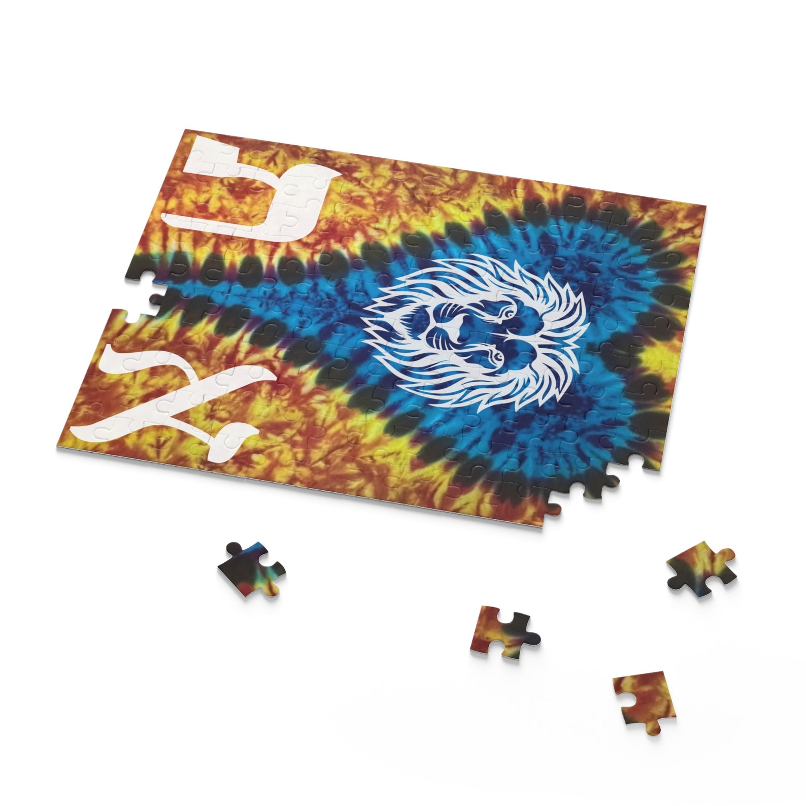 Puzzle! Hebrew Aleph Tav Fire Heart Tie-dye Puzzle W/ Lion of Judah ...