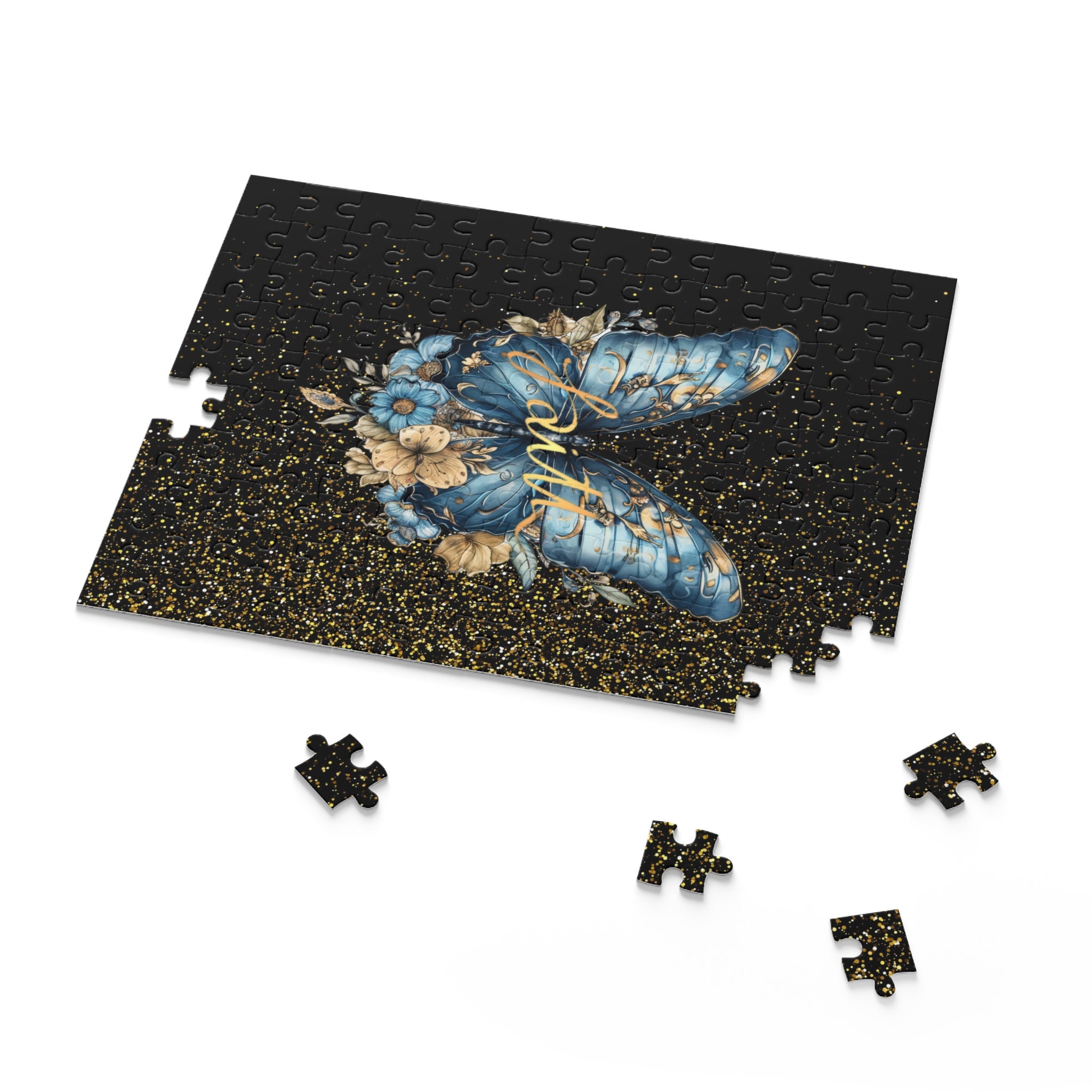 Faith Puzzle With Butterfly and Gold Dust Background, Christian Puzzle ...