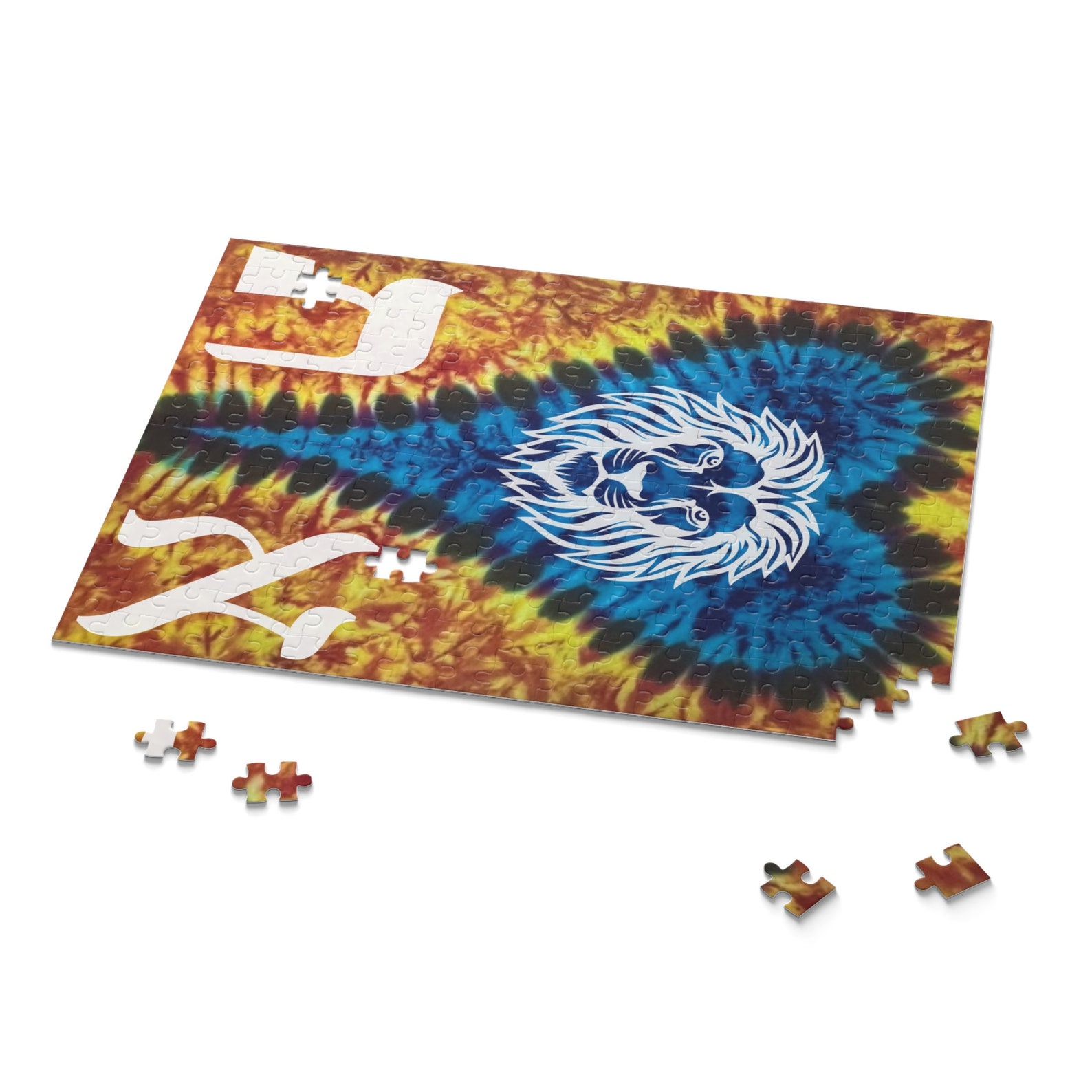 Puzzle! Hebrew Aleph Tav Fire Heart Tie-dye Puzzle W/ Lion of Judah ...