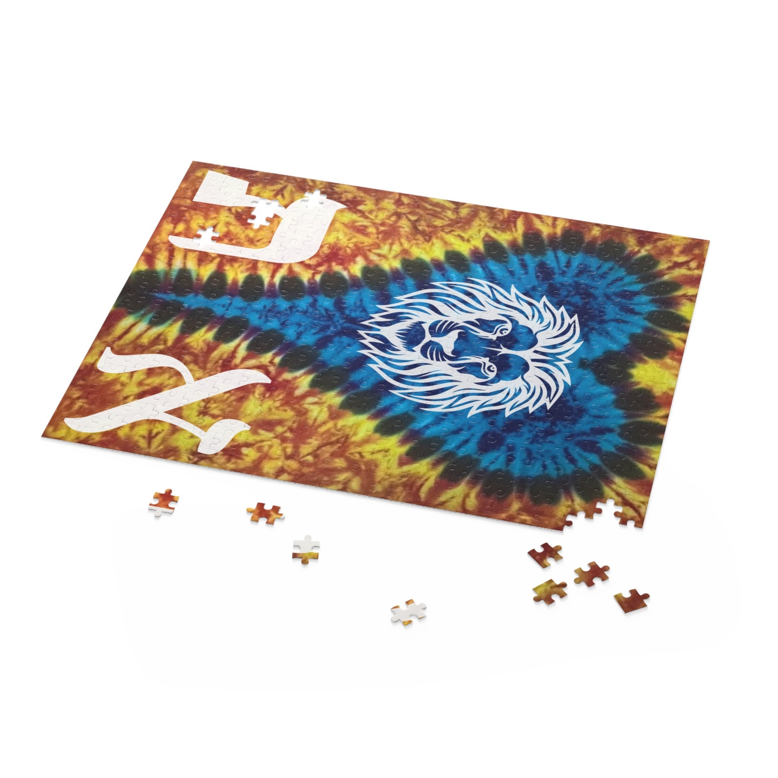 Puzzle! Hebrew Aleph Tav Fire Heart Tie-dye Puzzle W/ Lion of Judah ...