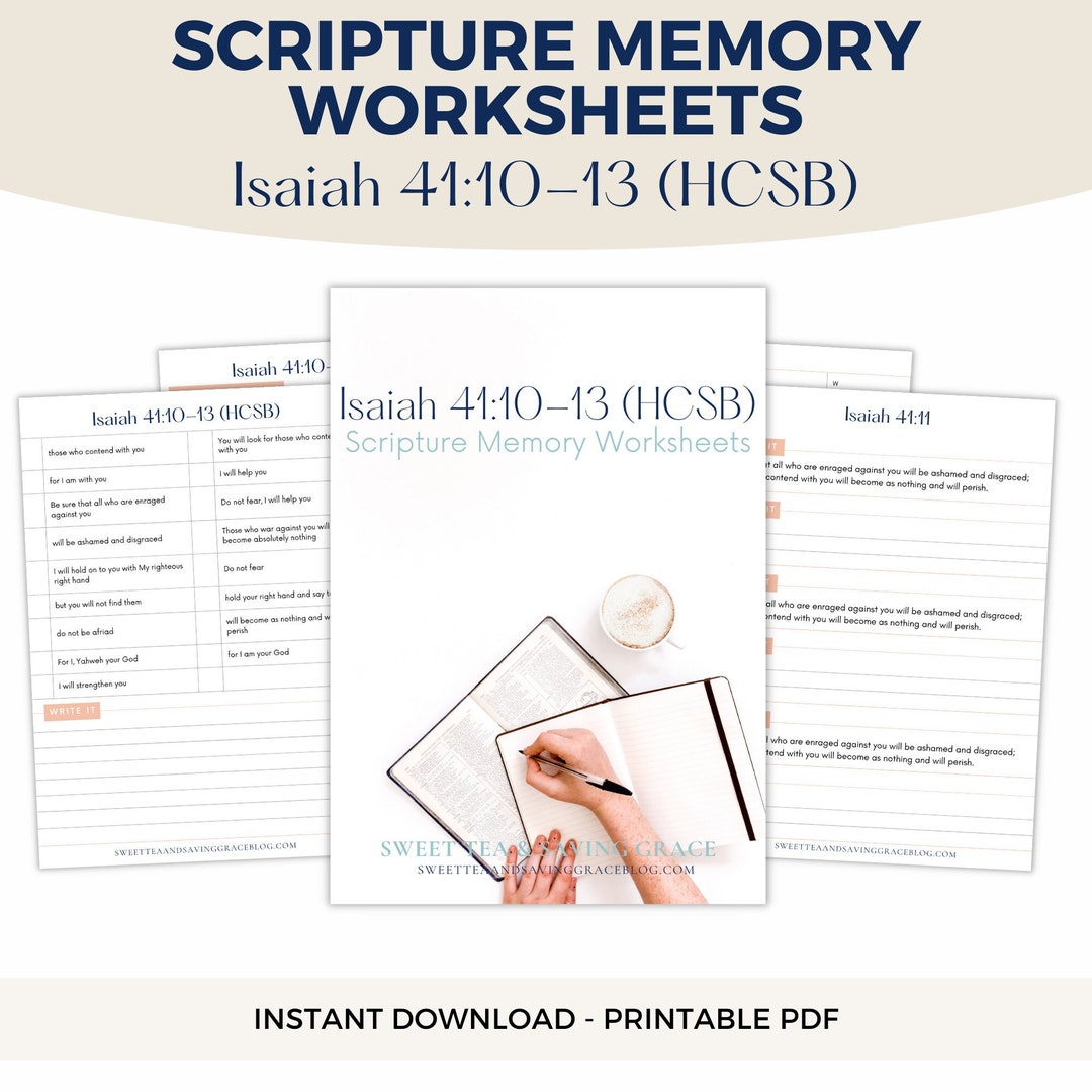 HCSB Scripture Memory Worksheets Isaiah 41:10-13 Bible Study Tools ...