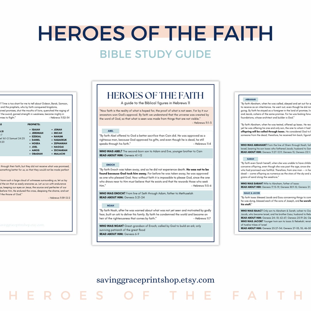 Heroes of the Faith Hebrews 11 Bible Insert Study Guide Bible Bookmark ...