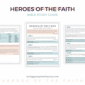 Heroes of the Faith Hebrews 11 Bible Insert Study Guide Bible Bookmark ...