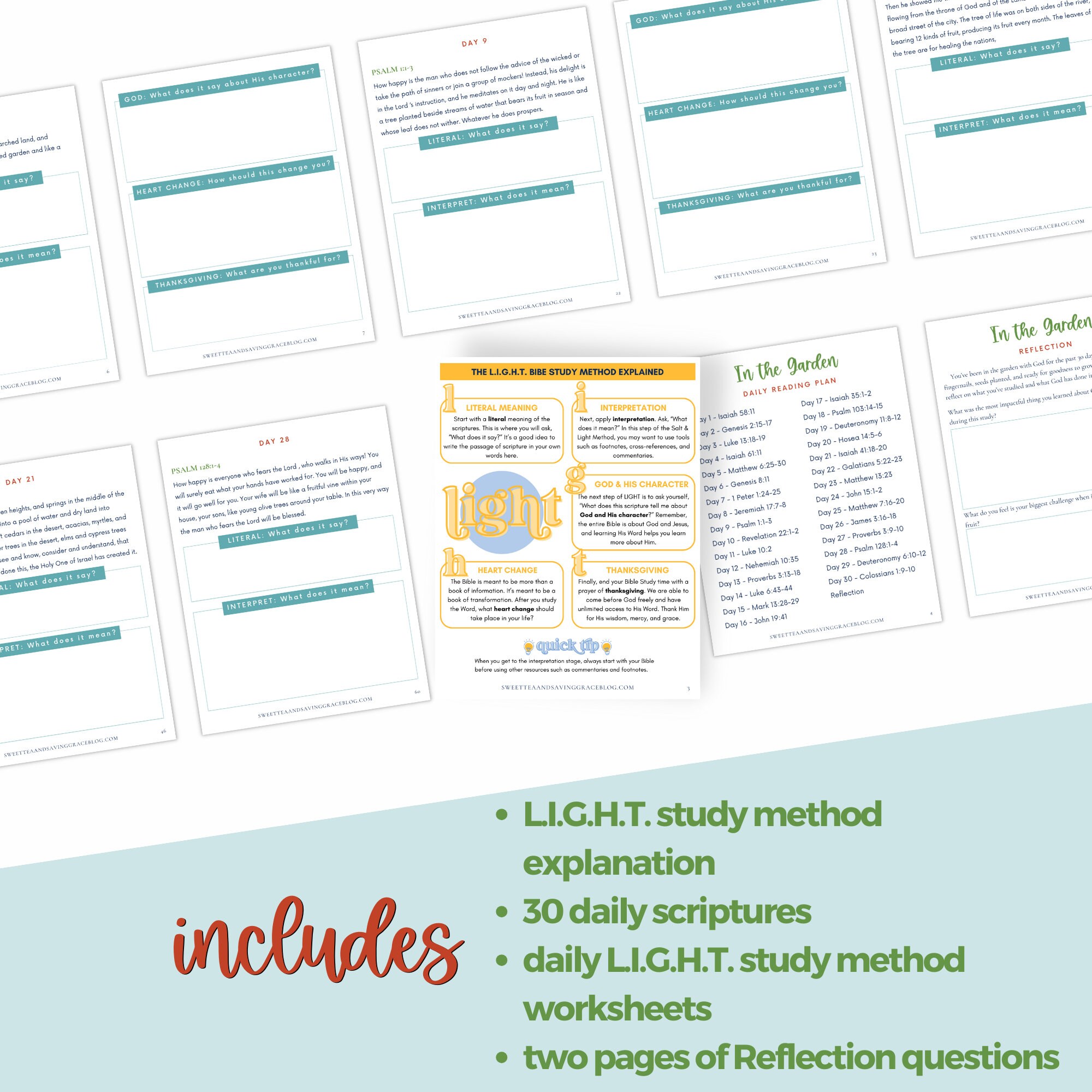 In the Garden 30-day Bible Reading Plan Workbook Daily Devotion Bible Study PDF Digital Download ...