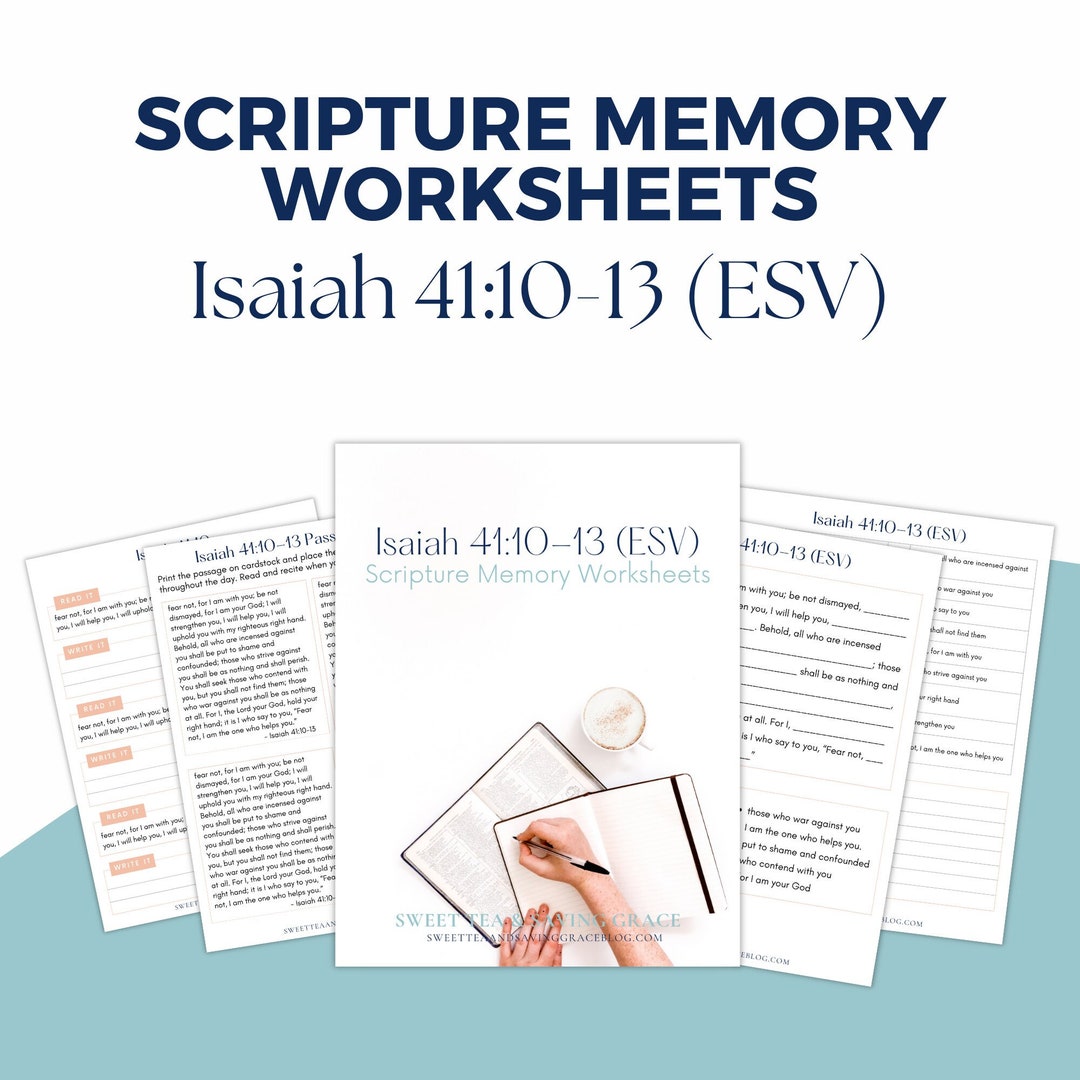 ESV Scripture Memory Worksheets Isaiah 41:10-13 Bible Study Tools Bible ...