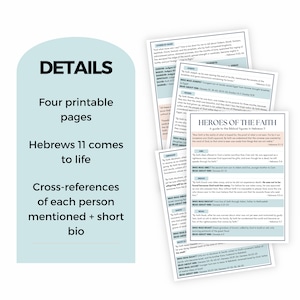 Heroes of the Faith Hebrews 11 Bible Insert Study Guide Bible Bookmark ...
