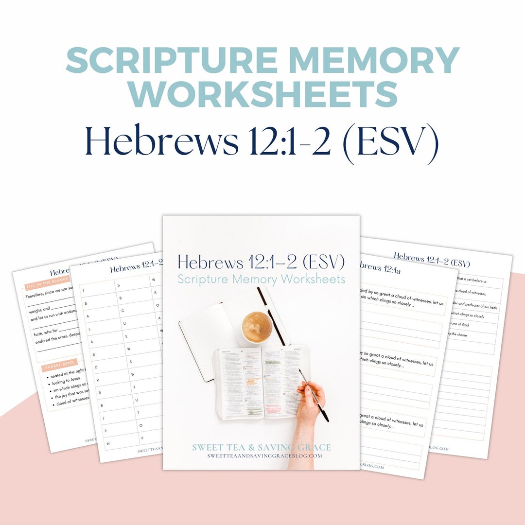 ESV Scripture Memory Worksheets Hebrews 12:1-2 Bible Study Tools Bible ...