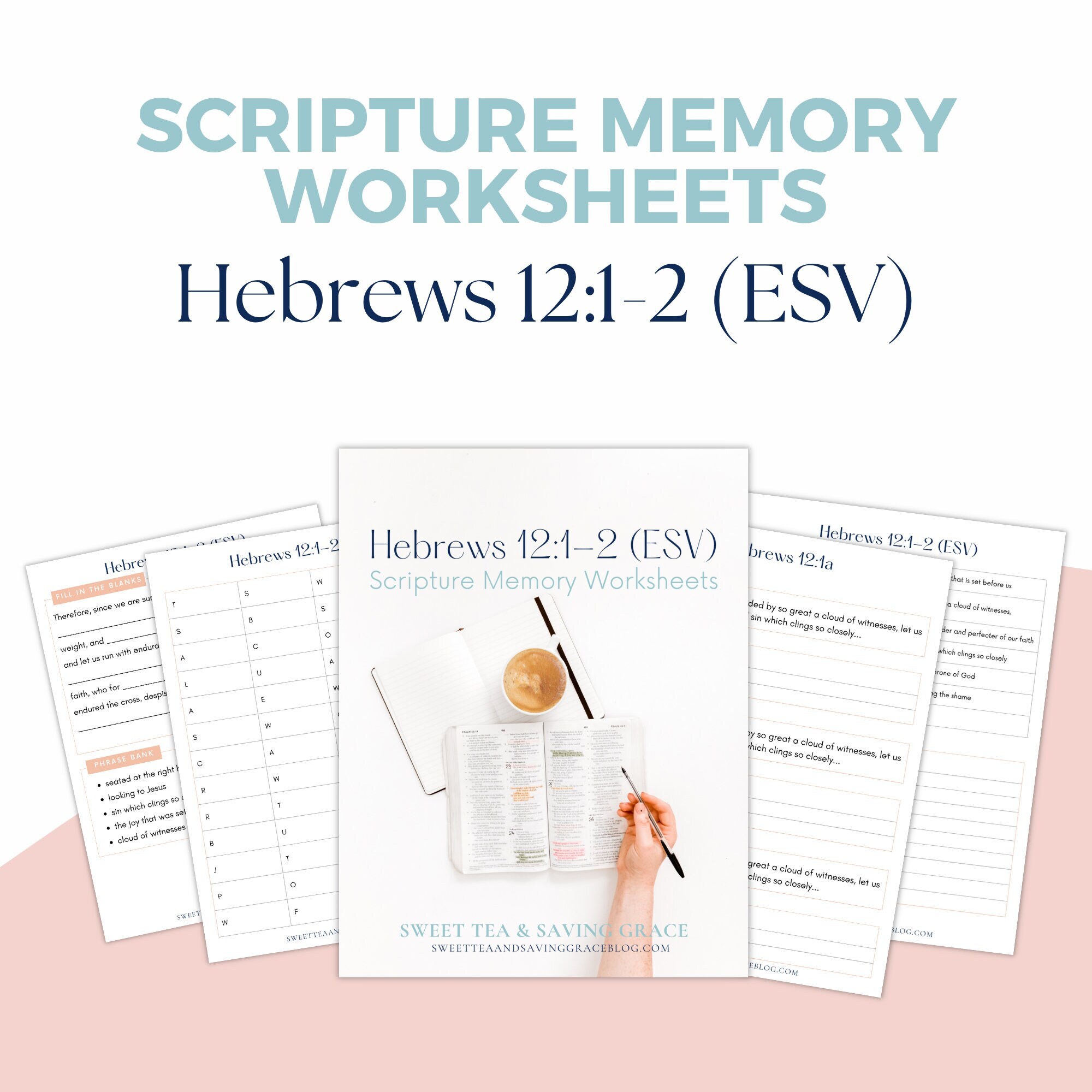 ESV Scripture Memory Worksheets Hebrews 12:1-2 Bible Study Tools Bible ...
