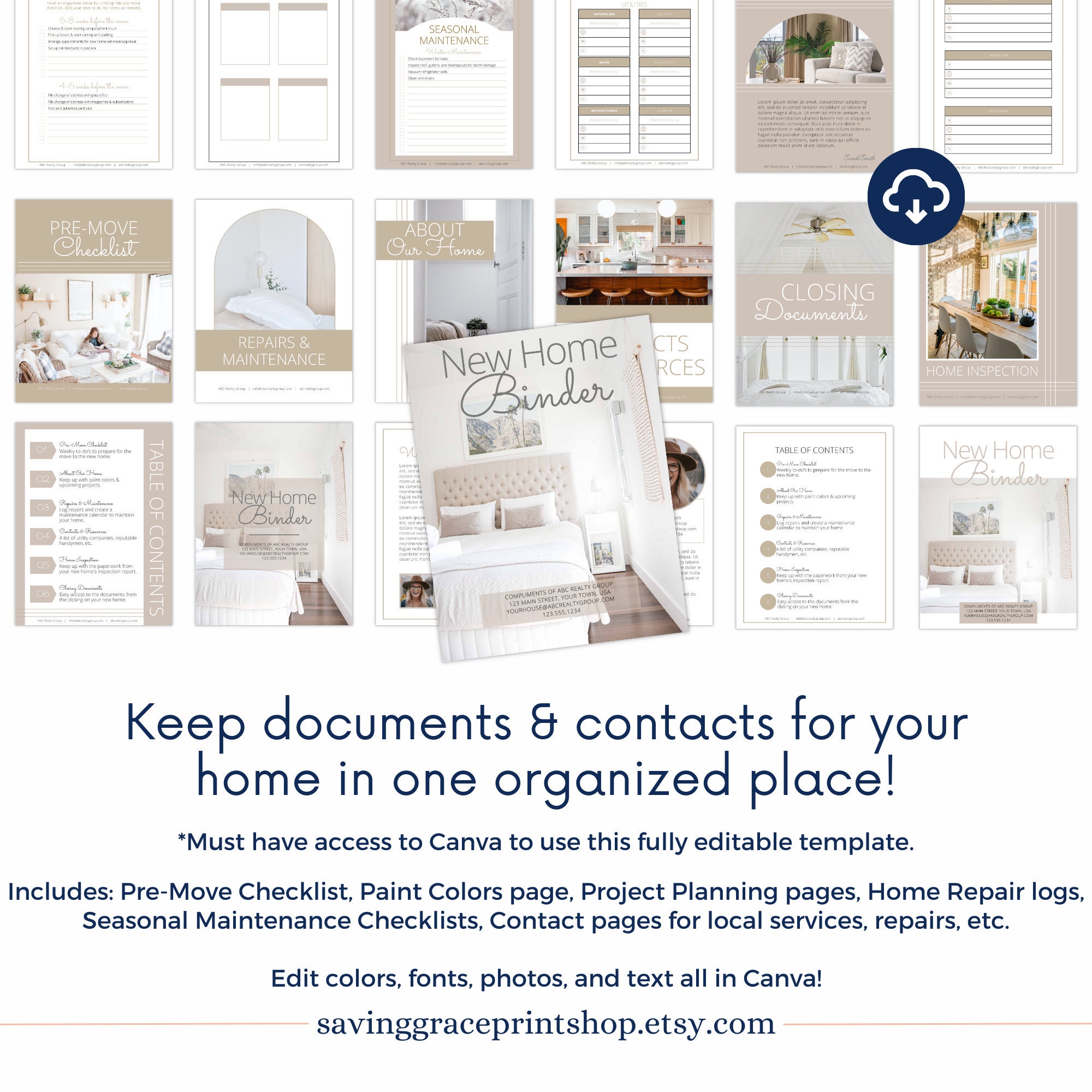 New Home Binder Canva Template: Realtor Closing Gift (digital File) - Etsy