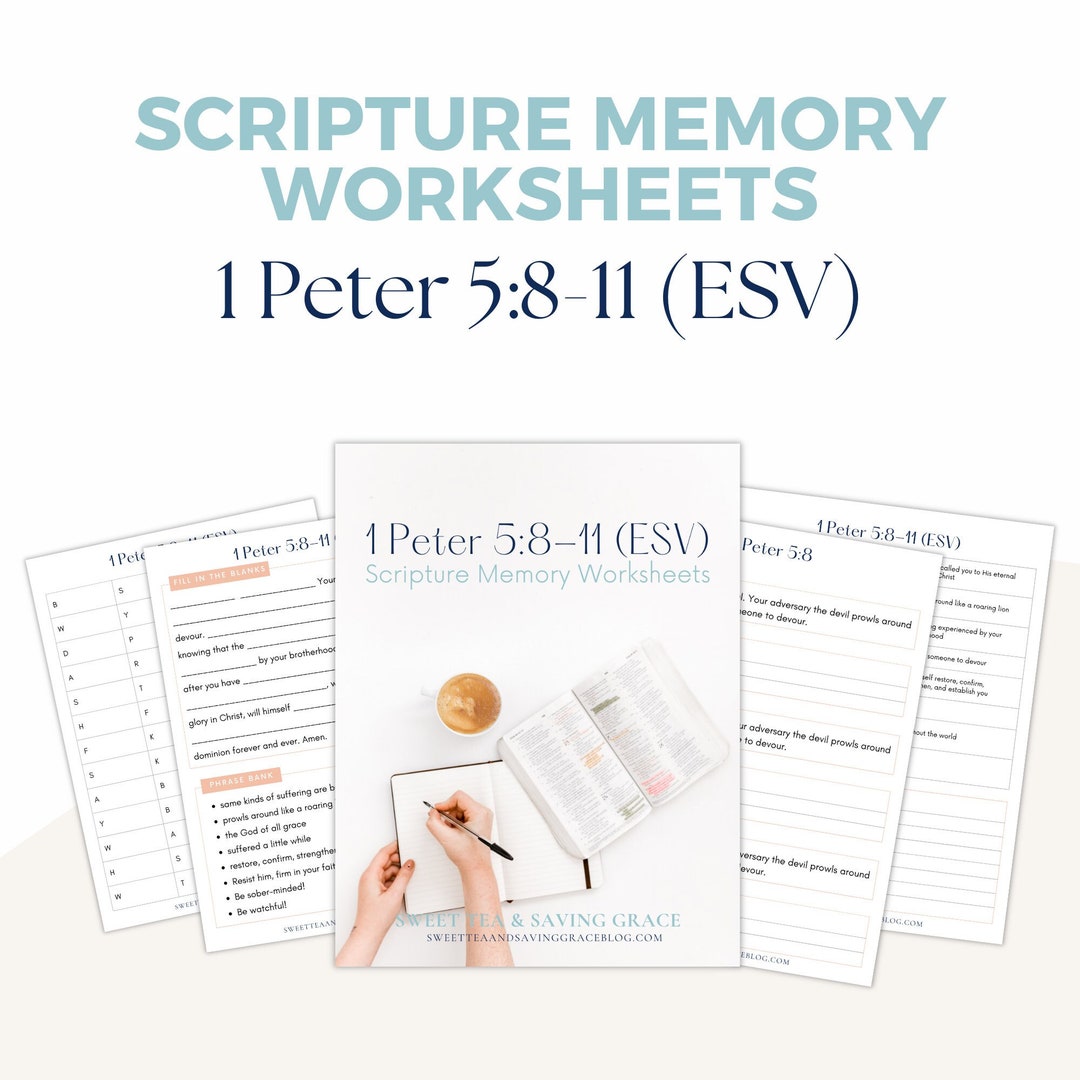 ESV Scripture Memory Worksheets 1 Peter 5:8-11 Bible Study Tools Bible ...