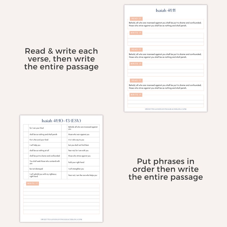 ESV Scripture Memory Worksheets Isaiah 41:10-13 Bible Study Tools Bible ...