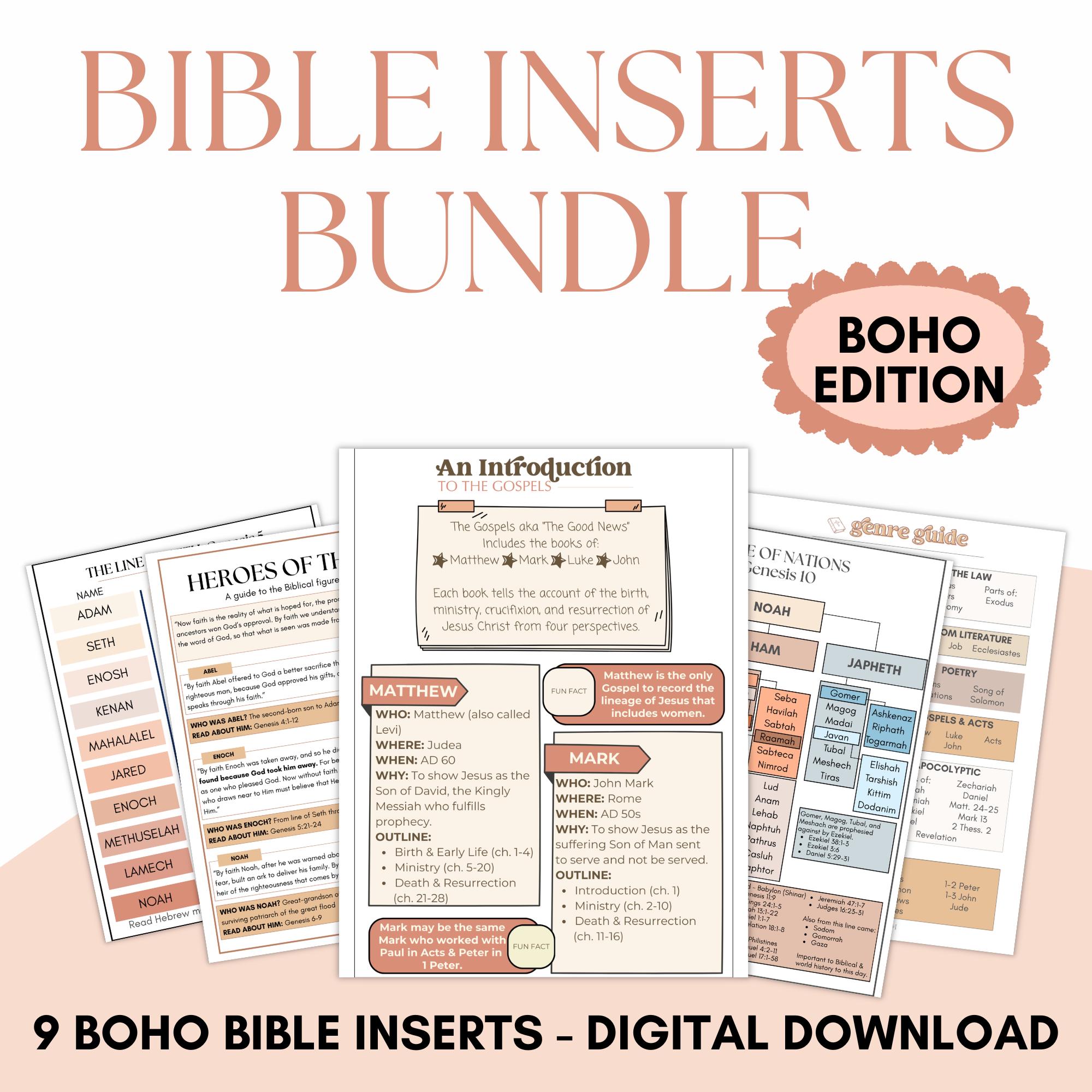 Boho Bible Study Inserts: Christian Reference Guide (digital Download ...
