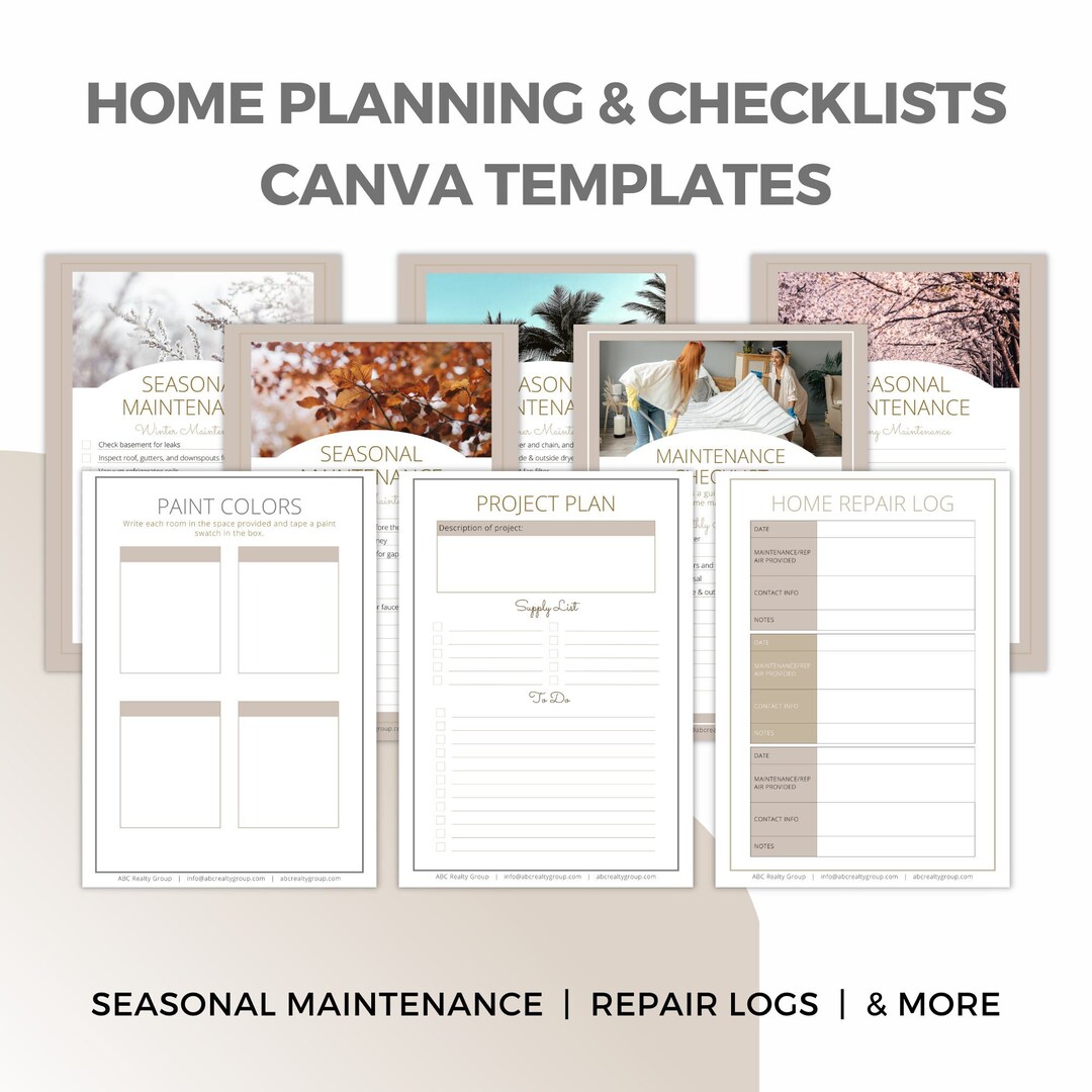 Home Project Planner Canva Template: Repair Log, Maintenance (digital ...