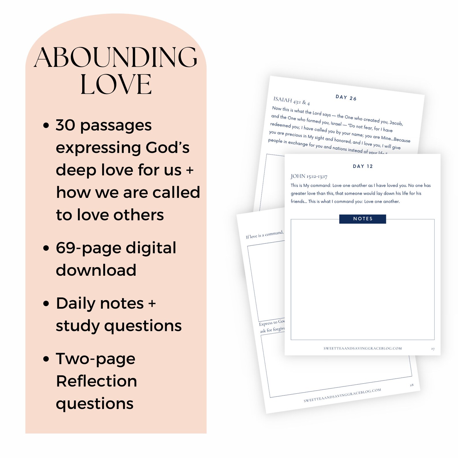 Abounding Love 30-day Bible Reading Plan Workbook Daily Devotion Bible Study PDF Digital ...